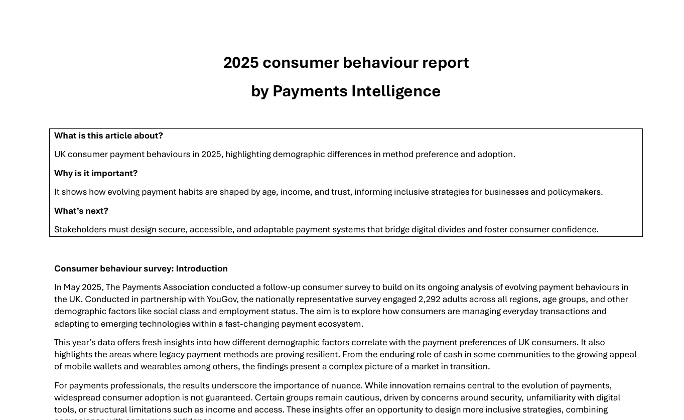 Consumer Behaviour Survey 2025 Results | merchant-transact360.com